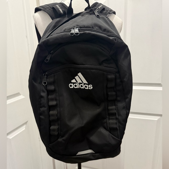 adidas | Bags | Adidas Loadspring Black Backpack With White Logo | Poshmark